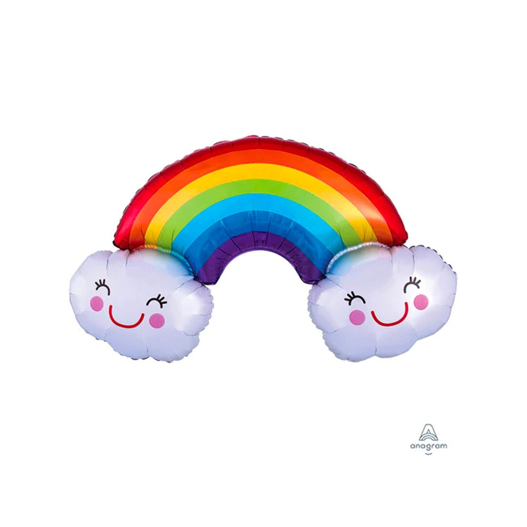 Rainbow With Clouds Balloon Large Foil Mylar 37 Inch Balloon, Unicorn ...