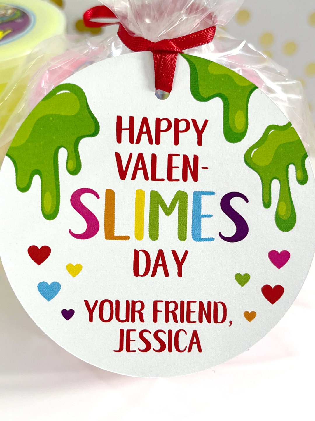Slime Valentine Tags for Kids School Valentines Day Cards Classroom ...