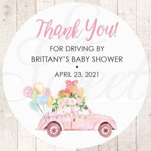 Drive by Baby Shower Favor Stickers Girl Baby Shower Thank - Etsy