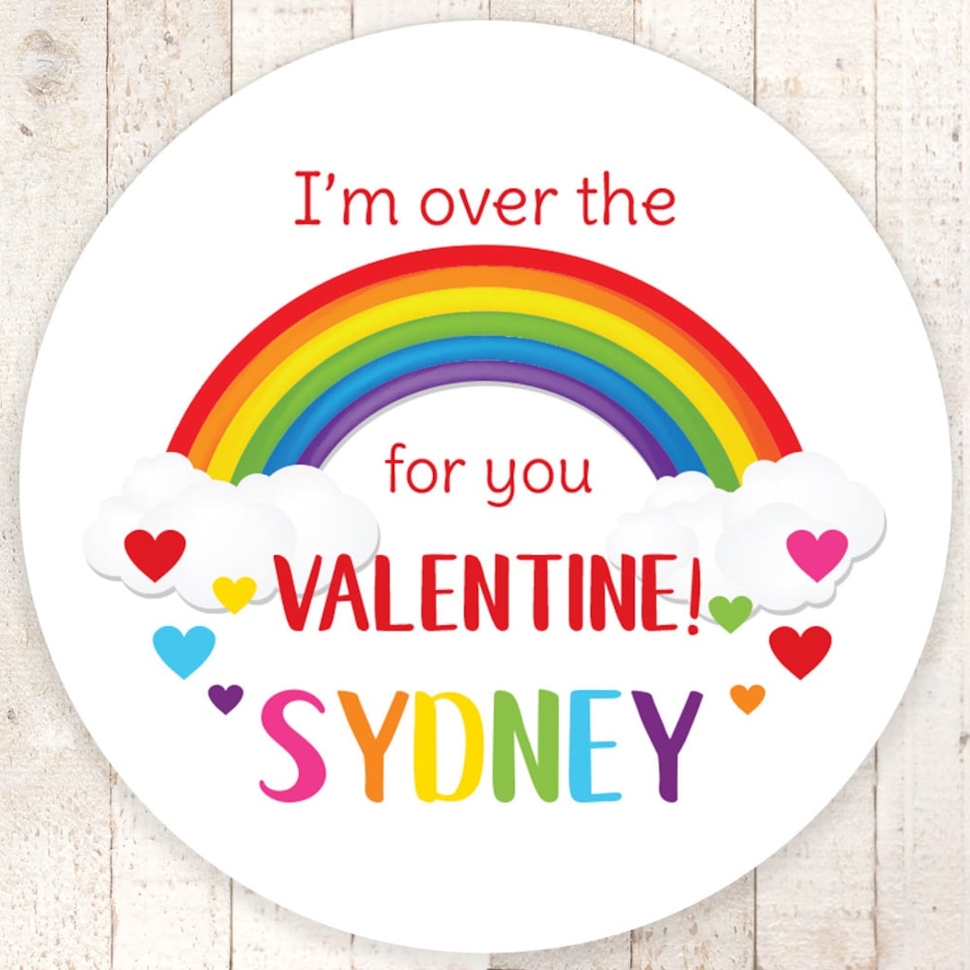 Rainbow Valentines Day Stickers, Kids Valentines Day Cards, Treat Bag ...