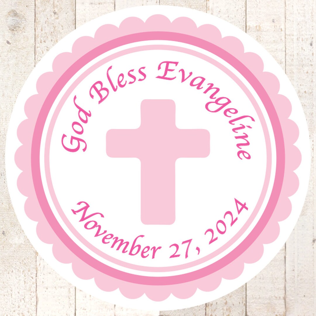 Baptism Favor Stickers Girl Baptism Favor Sticker Tags 1st Holy ...