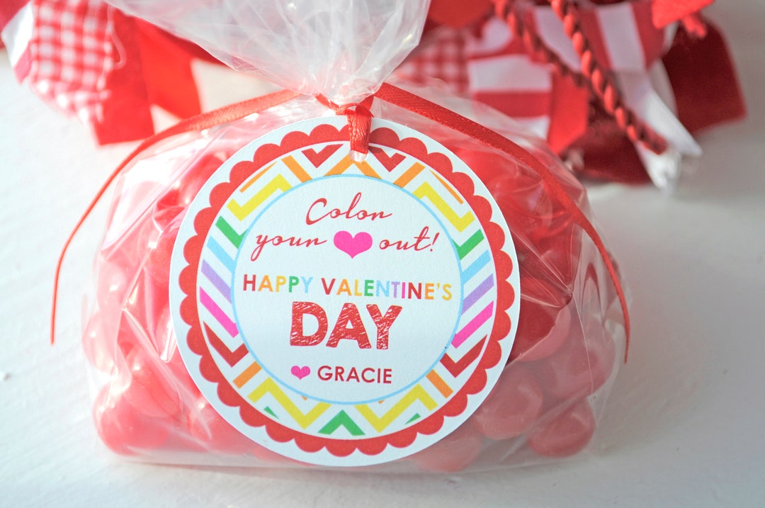 Crayon Valentine Tags, Color Your Heart Out Valentine Kids Valentine's ...
