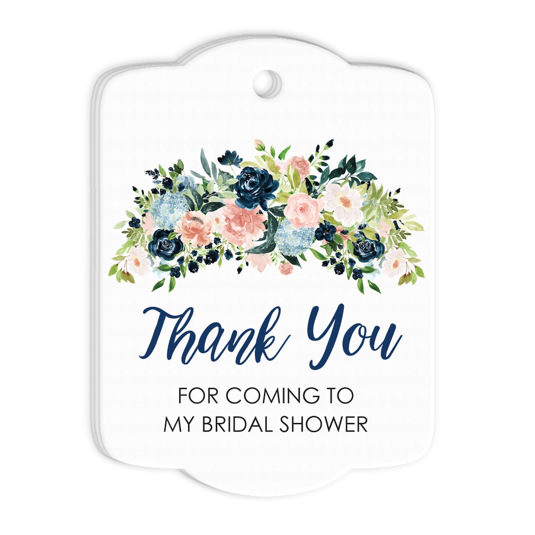 Bridal Shower Favor Tags Thank You Tags Navy Blue Pink Floral Bridal ...