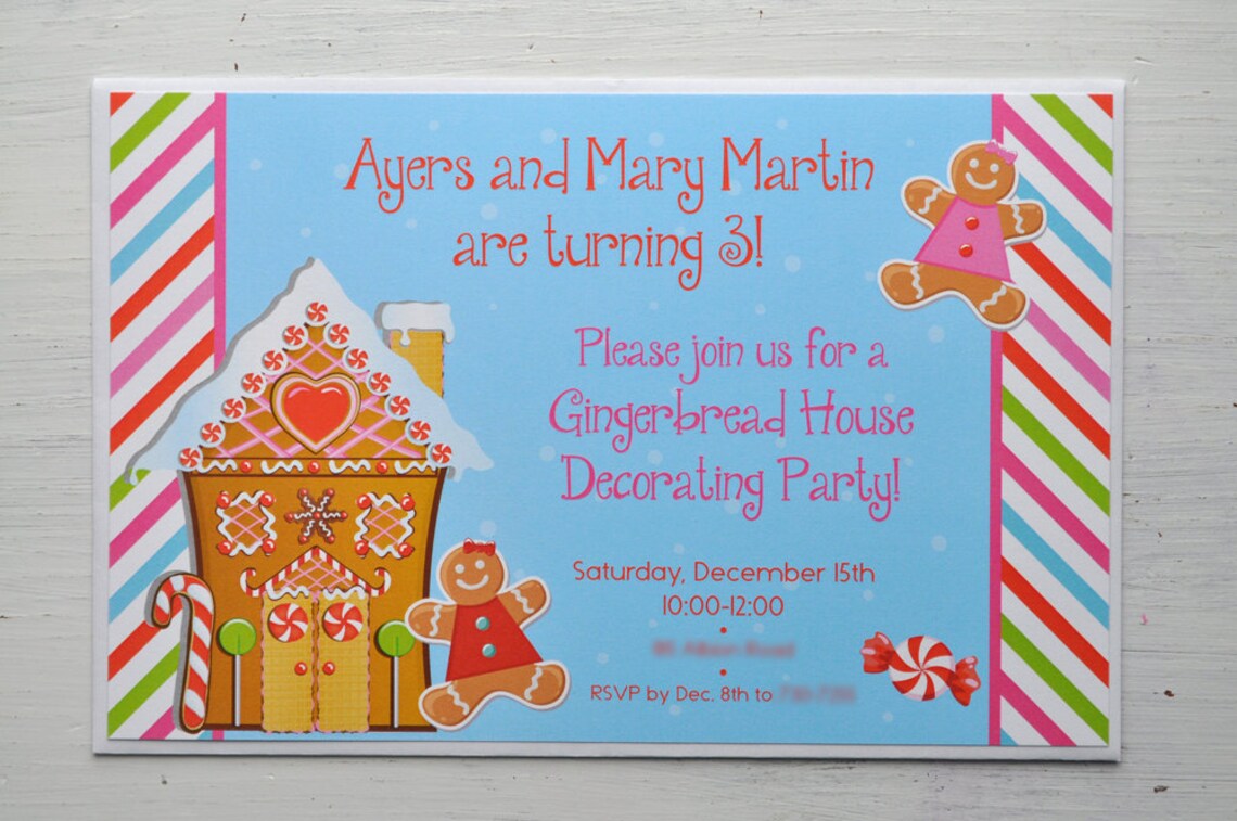 Gingerbread Birthday Party Invitations Holiday Party Invites - Etsy
