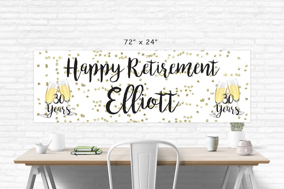 Happy Retirement Banner Gold Happy Retirement Banner Navy Blue