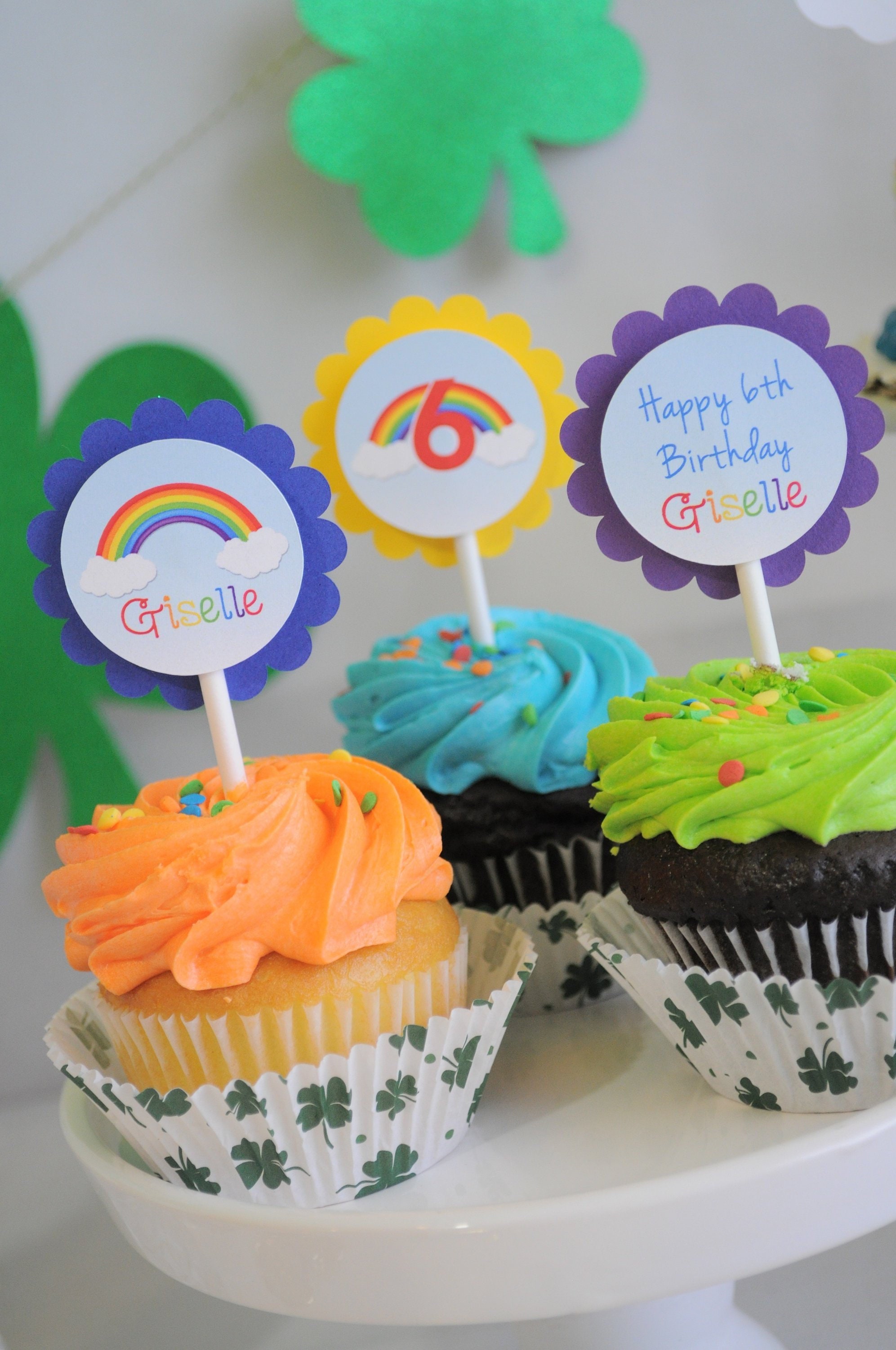 Rainbow Birthday Cupcake Toppers Rainbow Birthday Party | Etsy