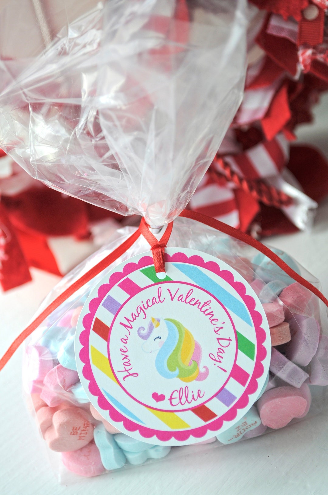 Unicorn Valentine Treat Tags, Kids Valentines Day Treat Tags, Classroom ...