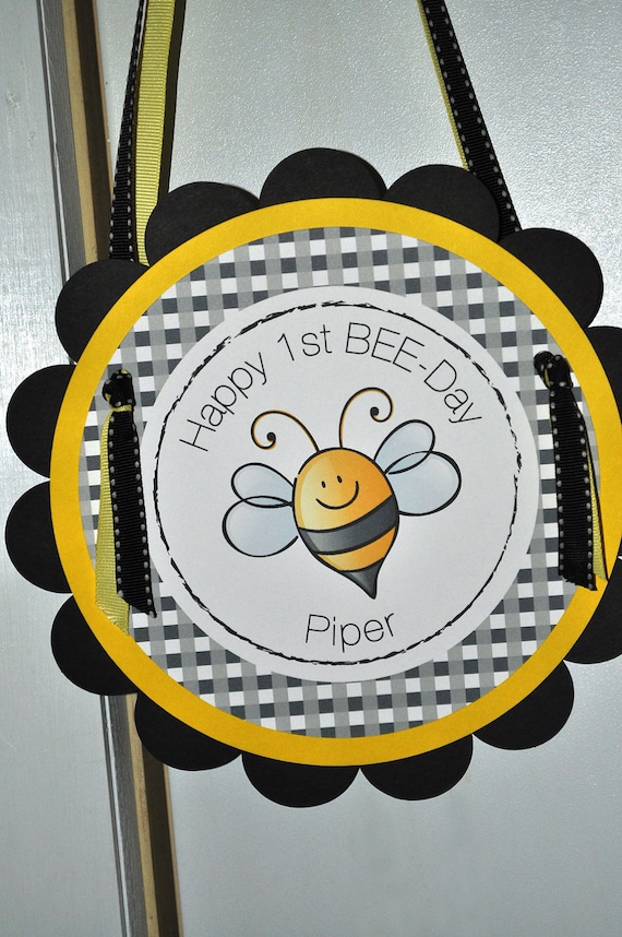 Bee Birthday Party Door Sign, 1st Birthday Party Sign, Welcome Party ...