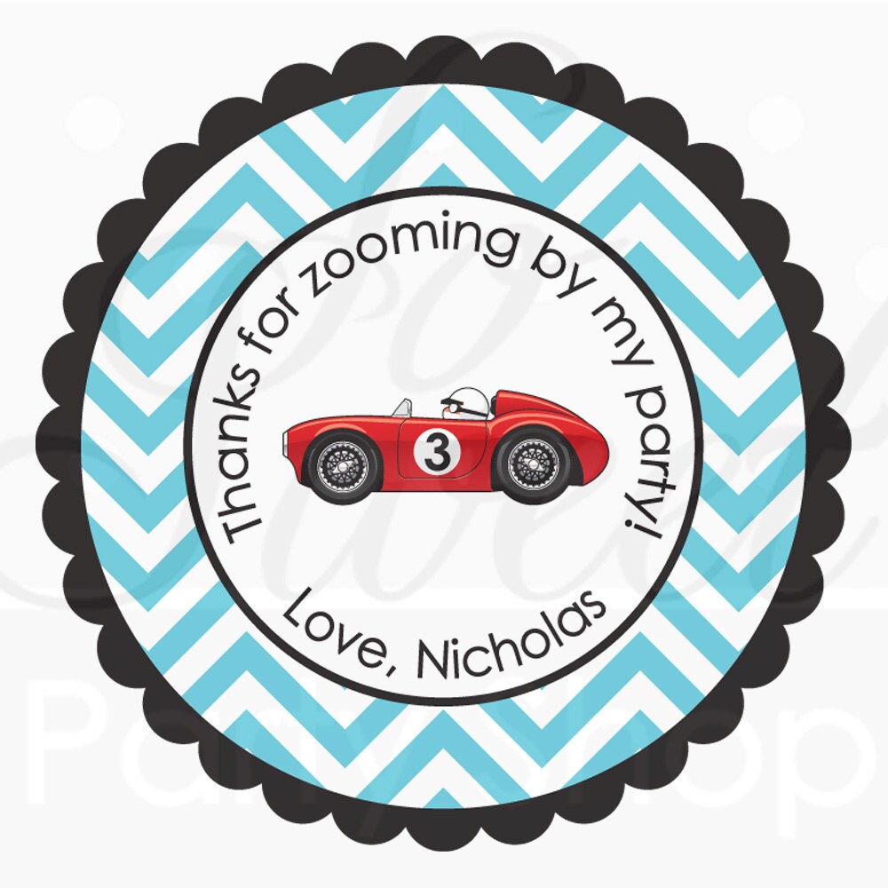 Party Favor Stickers Chevron Race Car Birthday Boys - Etsy