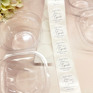 Wedding Cupcake Container With Personalized Stickers Plastic Take Home ...