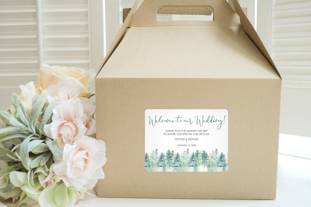 Wedding Welcome Gable Boxes and Stickers Wedding Hotel Guest Welcome Gable Boxes Evergreen Trees ...
