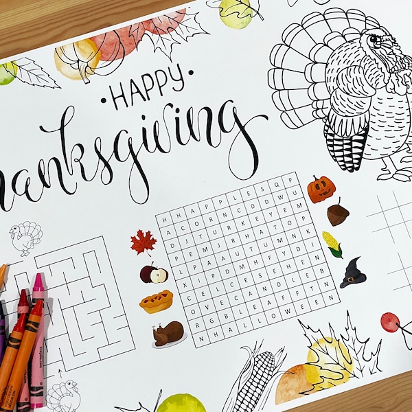 Thanksgiving Placemats for Kids - Etsy