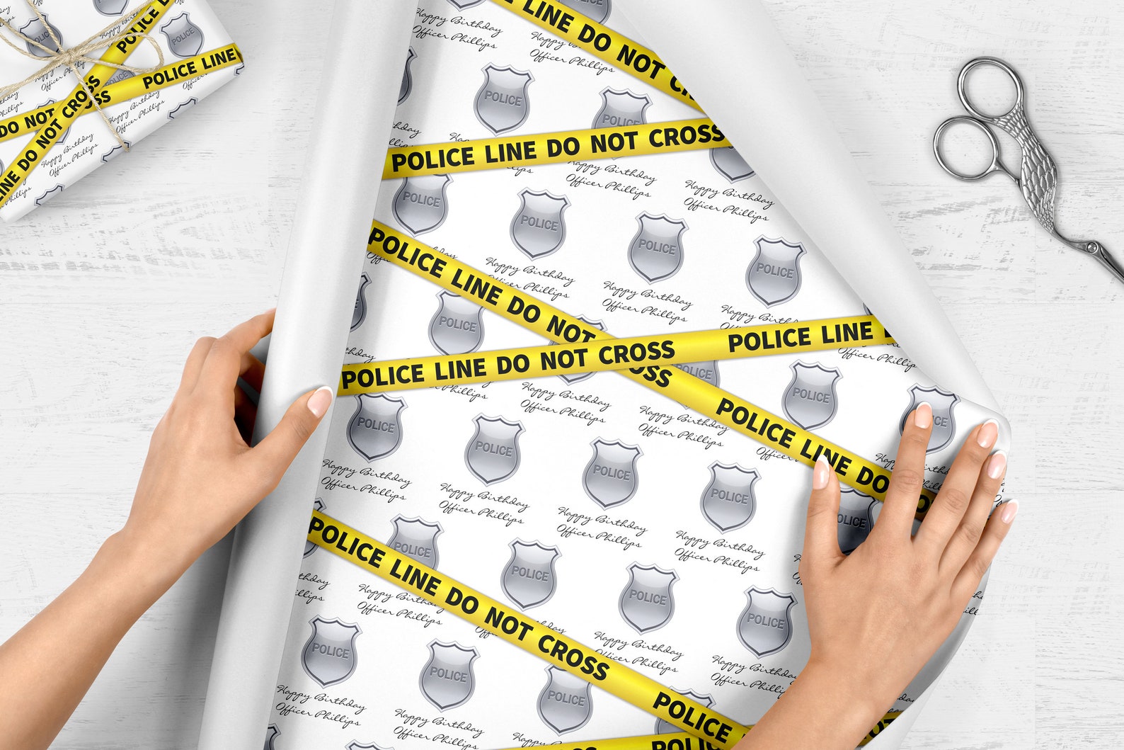 Police Officer Gift Wrap, Personalized Police Birthday Gift Wrap ...