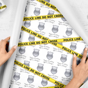 Police Officer Gift Wrap, Personalized Police Birthday Gift Wrap ...