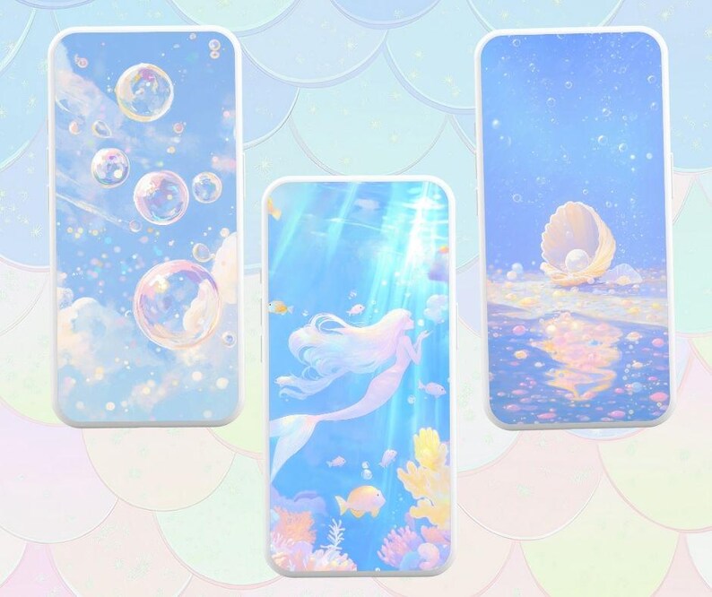 Mermaid Wallpaper Pack: 8 Dreamy Summer Phone Wallpaper Set - Etsy