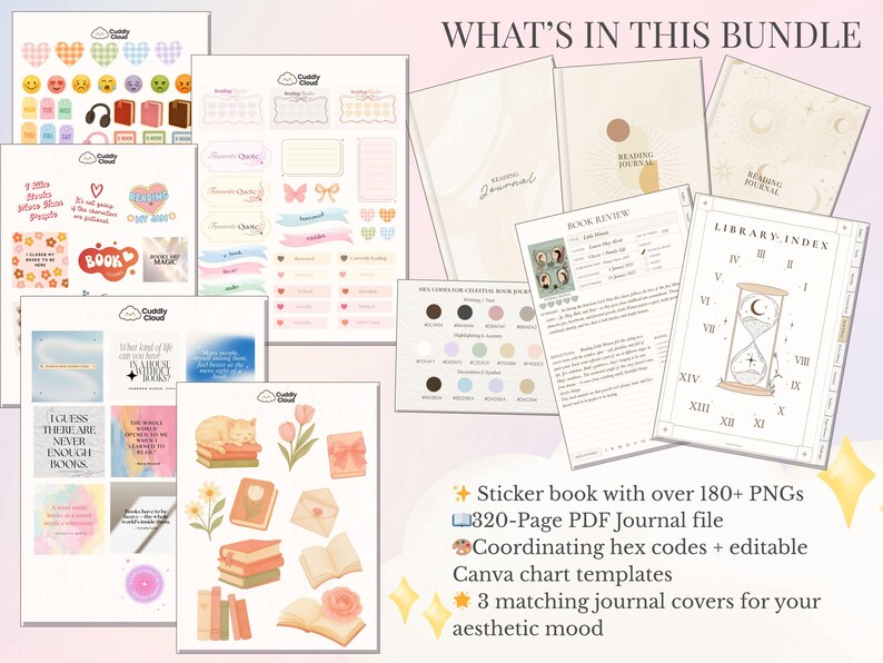 Digital Reading Journal Bundle: Hyperlinked Planner + Literary Stickers ...