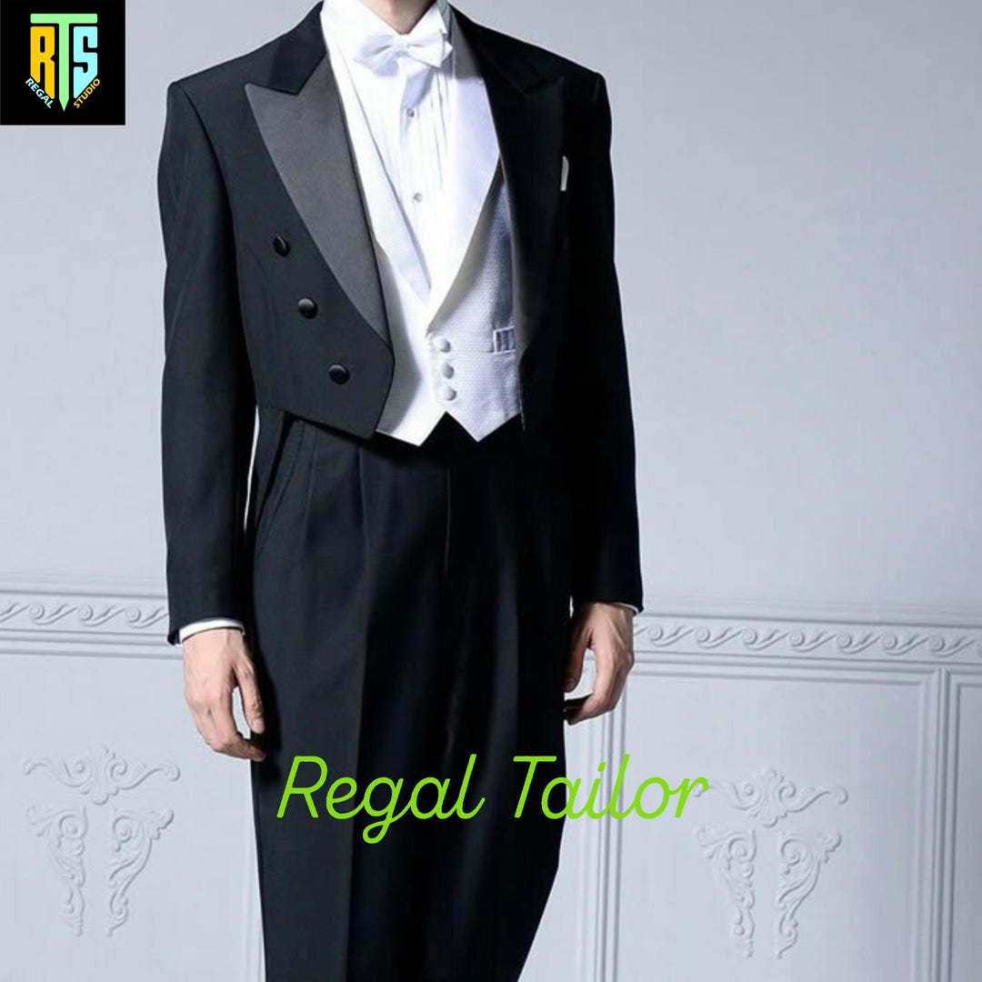 Exquisitely Handmade Men's Black Regency Tailcoat – Authentic 1800s Style With Elegant Long ...