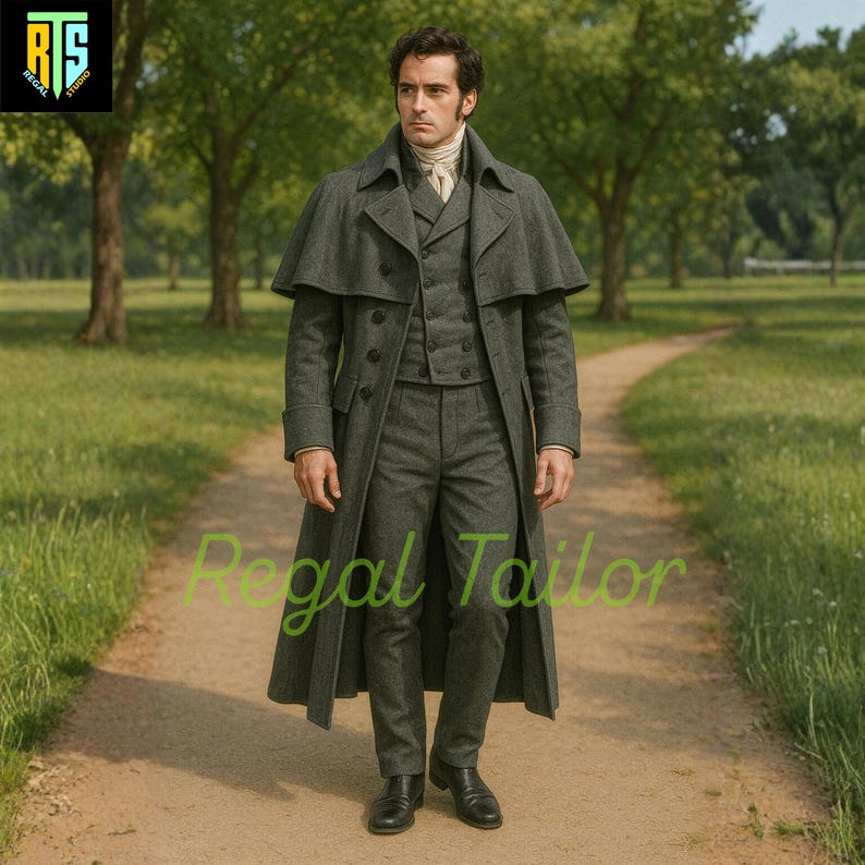 Men’s Regency Inverness Cloak Coat | Victorian Greatcoat With Cape ...