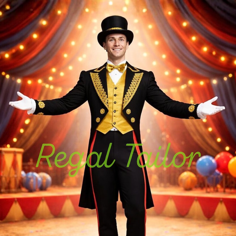 Ringmaster Circus Costume Wool Tailcoat – Victorian Showman Jacket With ...