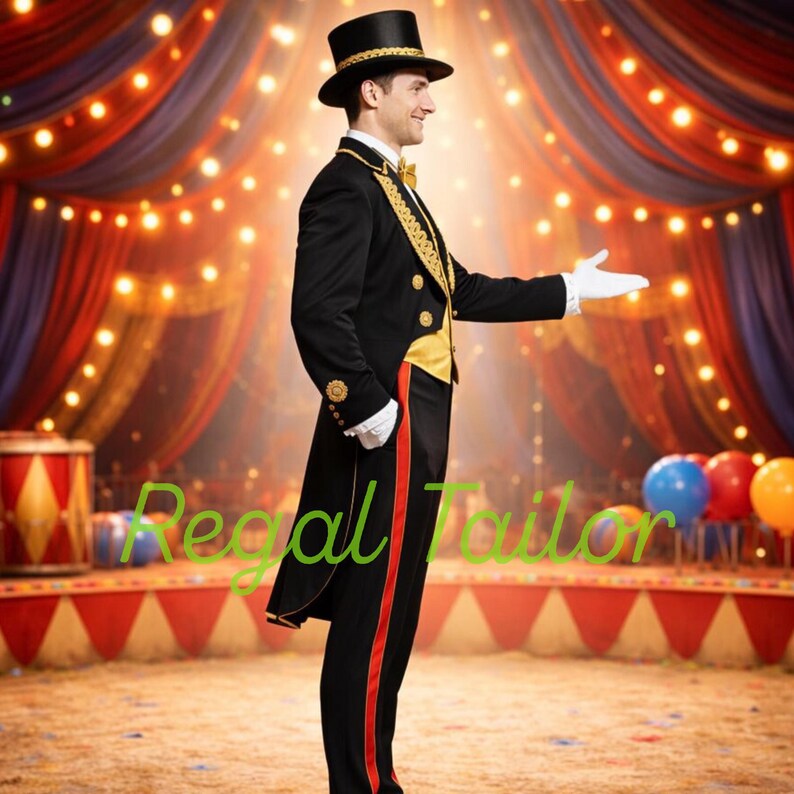 Ringmaster Circus Costume Wool Tailcoat – Victorian Showman Jacket With ...