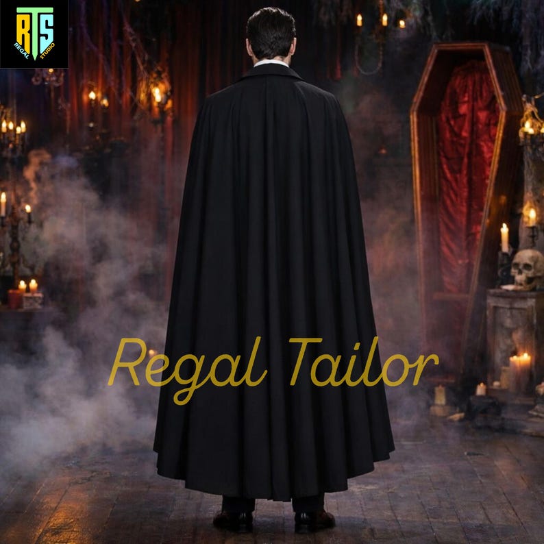 Men’s Dracula Inspired Vampire Costume – Black Wool Tailcoat With Red ...