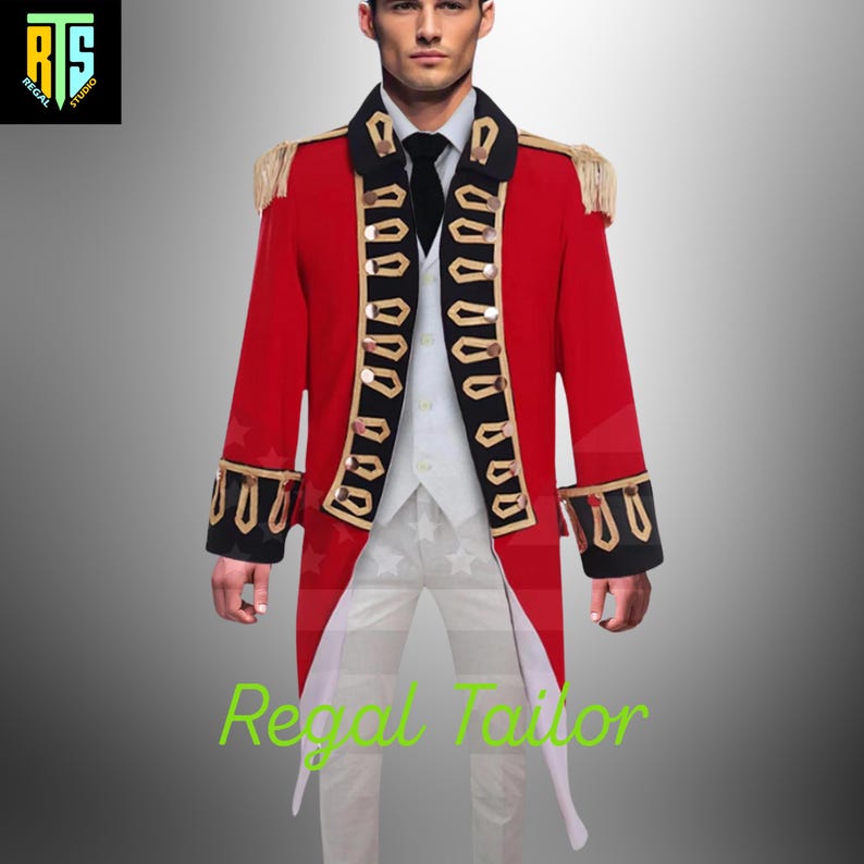 Men's Red Wool Colonial Officer Uniform - Revolutionary War Costume - Etsy