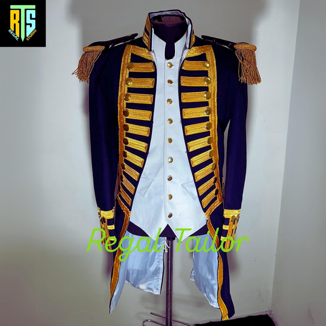 British Royal Navy Blue Color Admiral Military Jacket - Officer Uniform ...