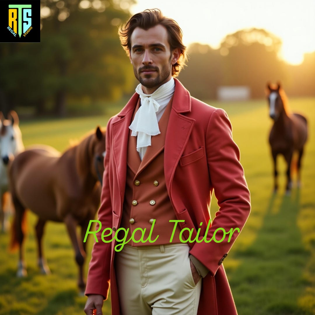 Handmade Regency Wool Suit – Rust Red Riding Coat, Waistcoat & Breeches ...