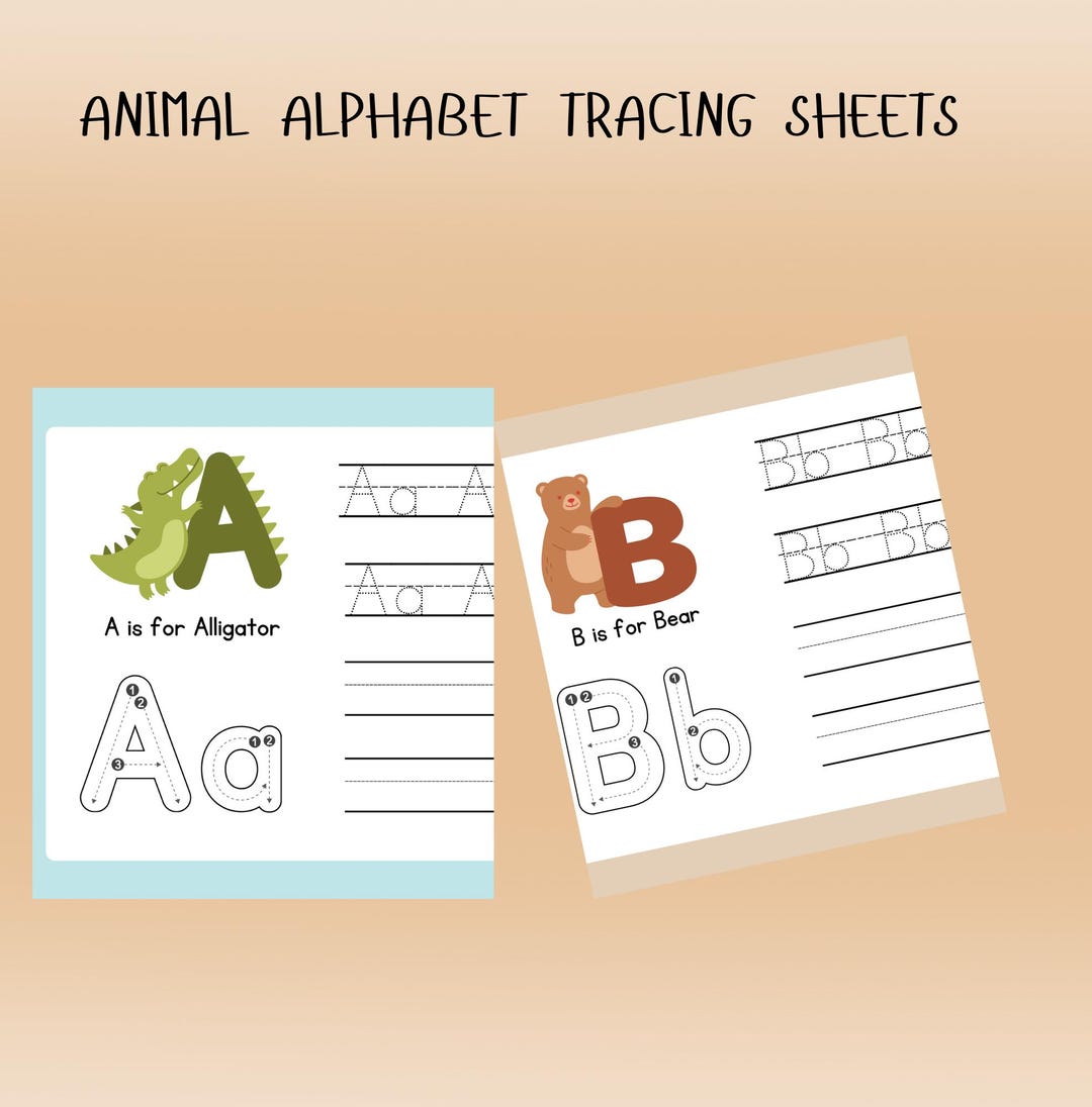 Animal Alphabet Tracing Cards | Printable A-Z Uppercase & Lowercase ...