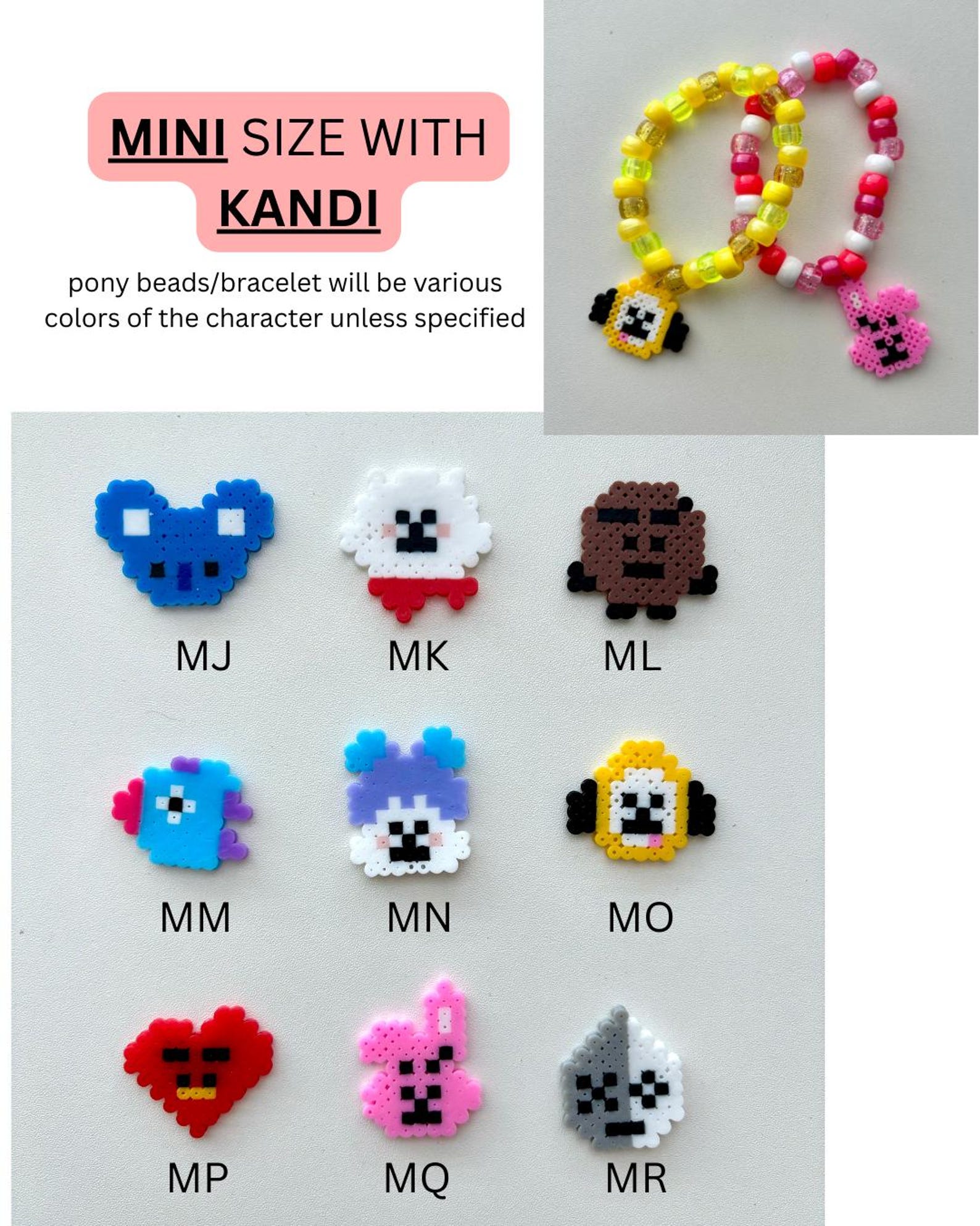 BT21/BTS Inspired Perler Beads and Kandi Friendship Bracelet (koya, RJ ...