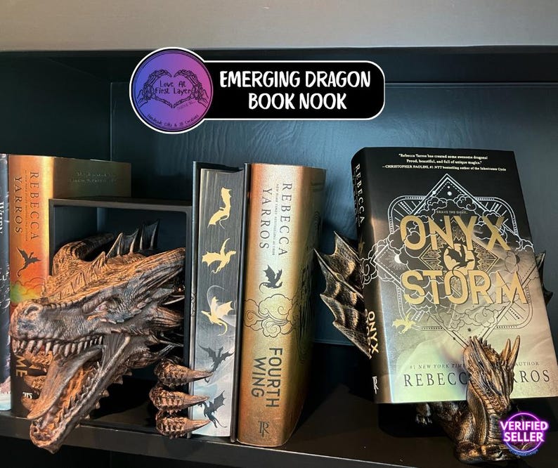 Emerging Dragon Book Nook | 3D Printed Fantasy Bookshelf Insert ...