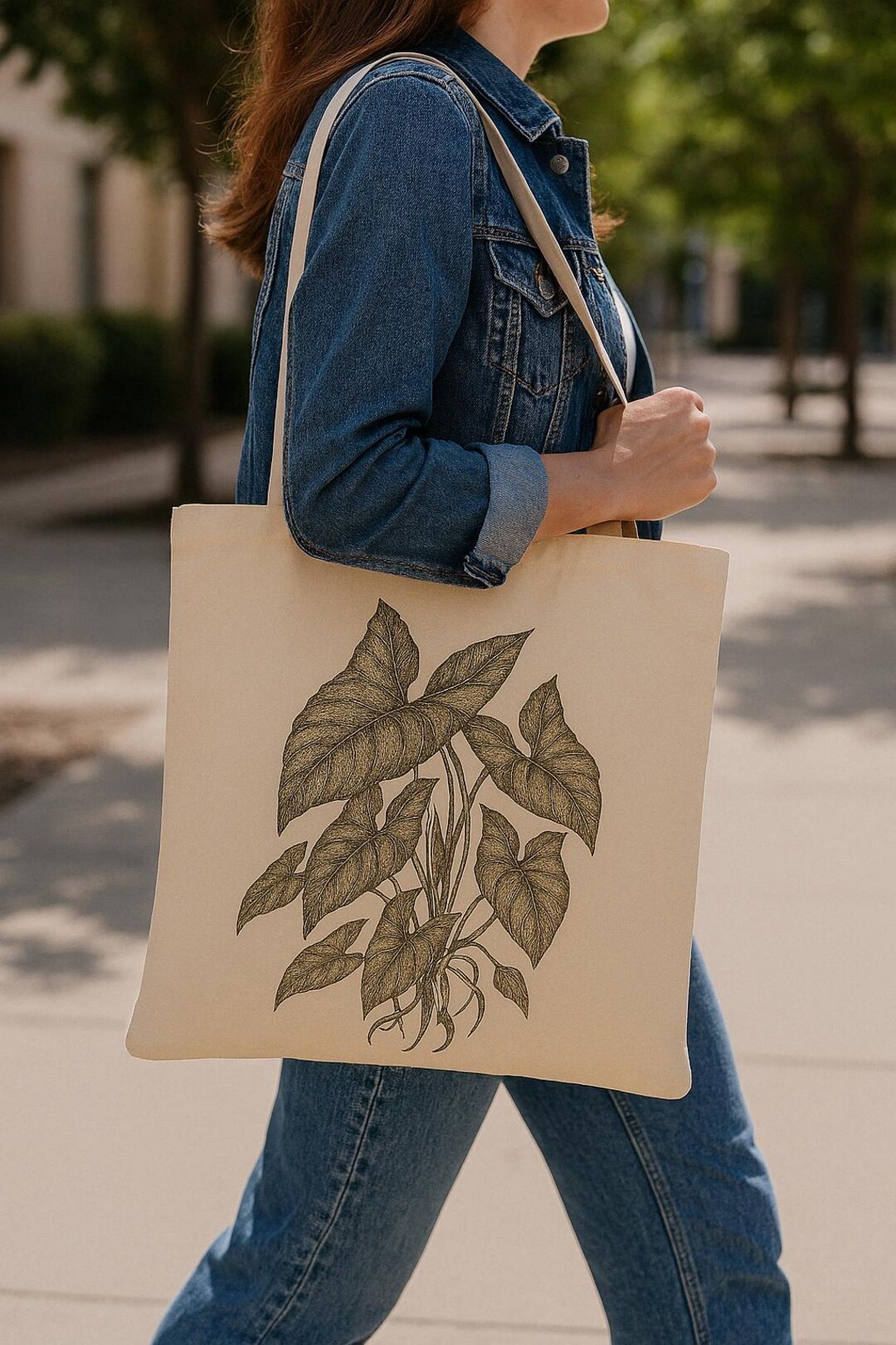 Botanical Nephthytis Tote Bag – Vintage Houseplant Illustration on ...