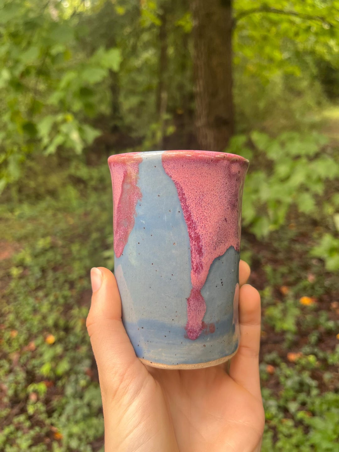 Ceramic Cotton Candy Cup Glass Blue and Pink - Etsy