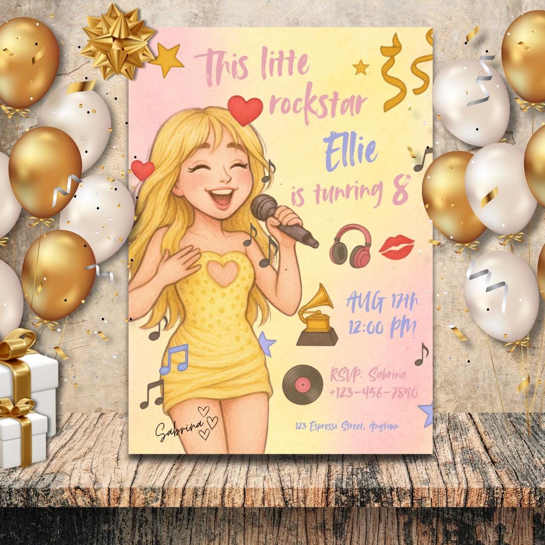 Sabrina Carpenter Birthday Invite (editable) - Etsy