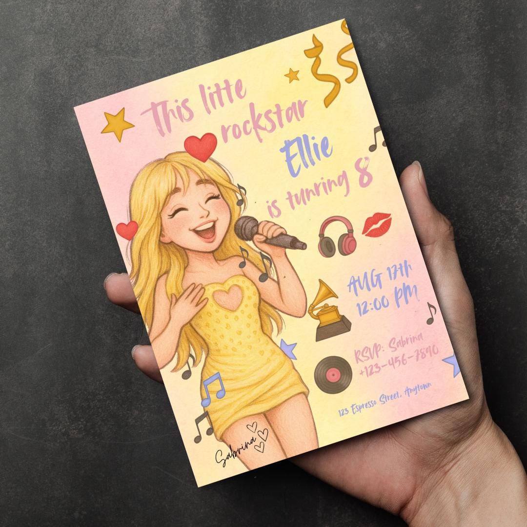 Sabrina Carpenter Birthday Invite (editable) - Etsy