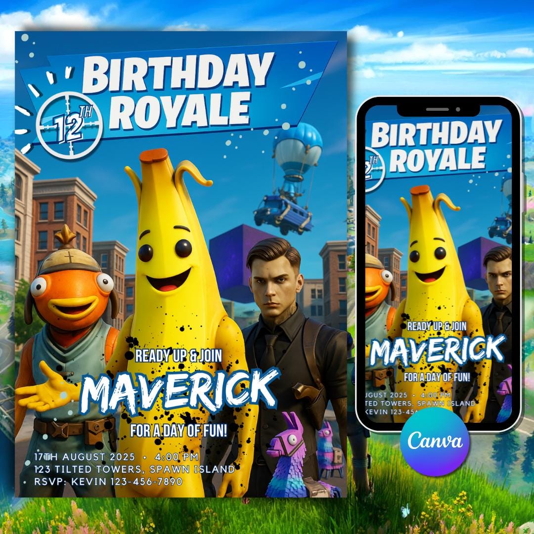 Birthday Royale Fortnited Birthday Invitation (editable) - Etsy