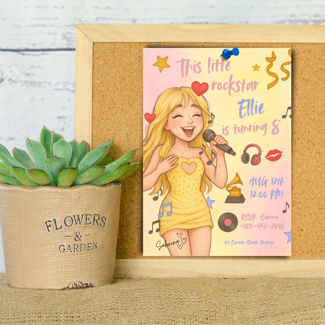 Sabrina Carpenter Birthday Invite (editable) - Etsy