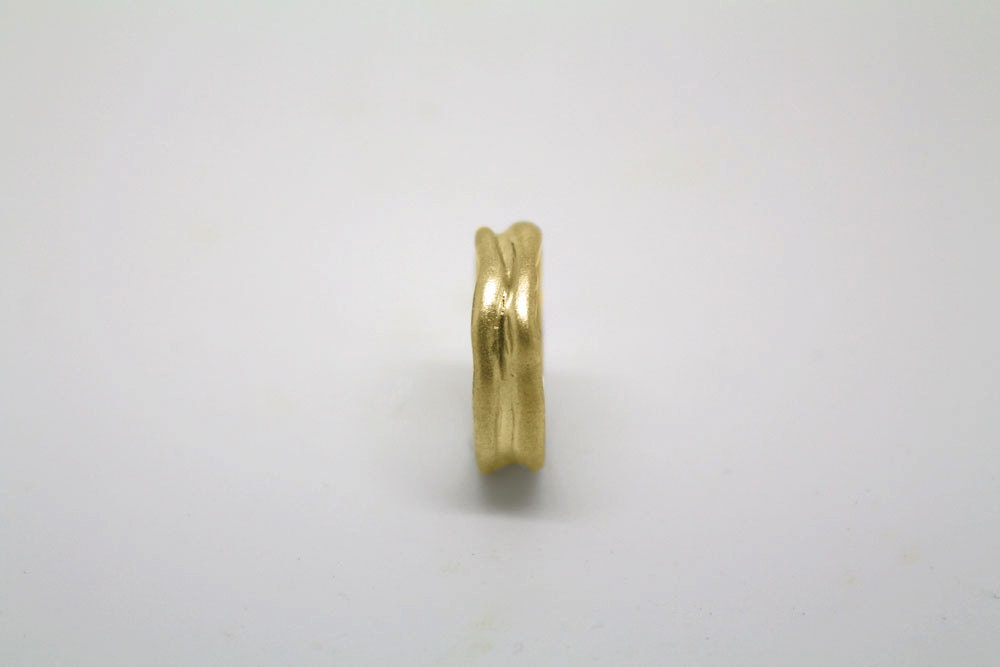 Wavy Gold Wedding Band Unique Mens or Womens Wedding Ring Modern ...