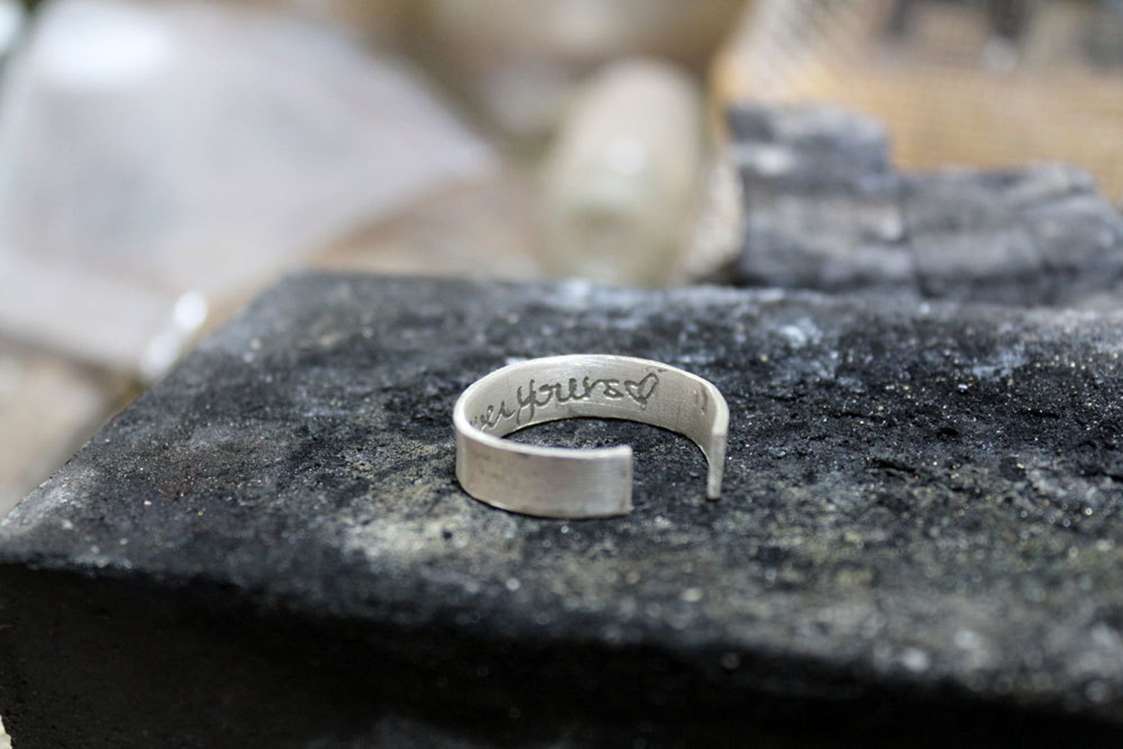 Custom Fingerprint Ring With Private Message, Unique Finger Print Band ...