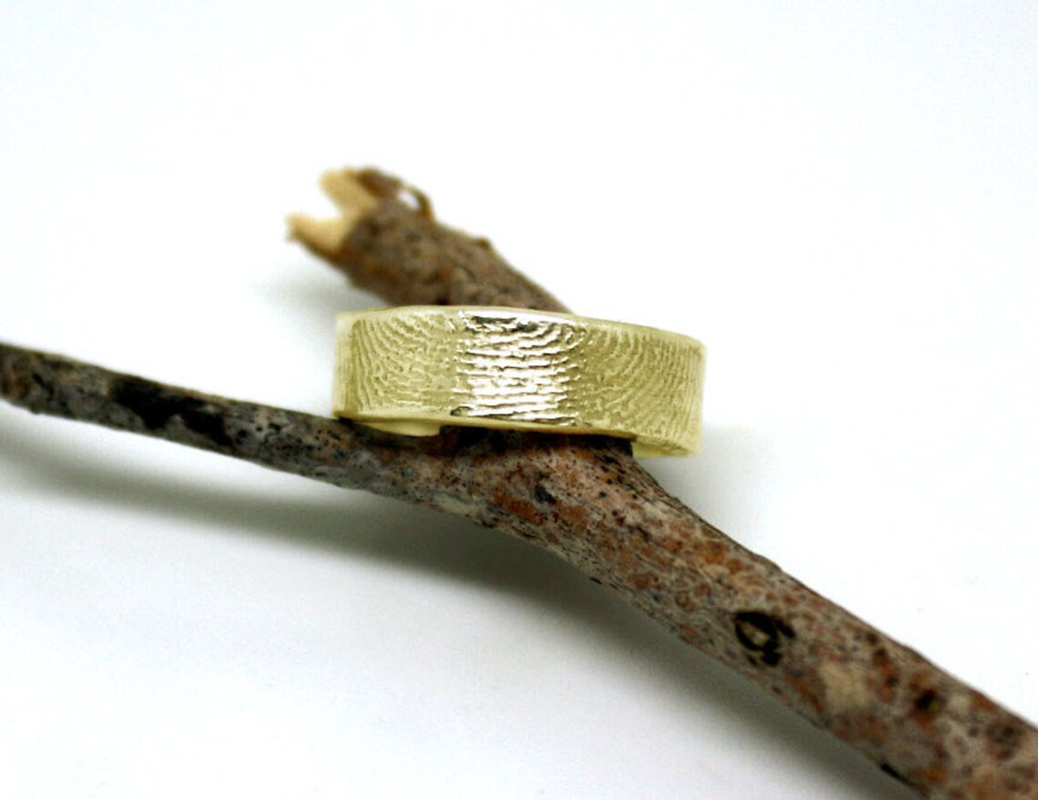 14k Gold Fingerprint Ring Unique Wedding Band Unique - Etsy