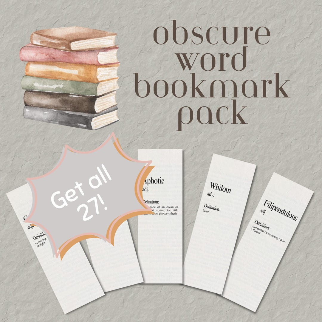 Obscure Word Bookmark Pack - Etsy