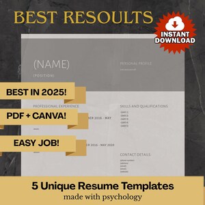 5 Modern Resume Templates – CV Bundle to Get More Job Interviews – ATS ...