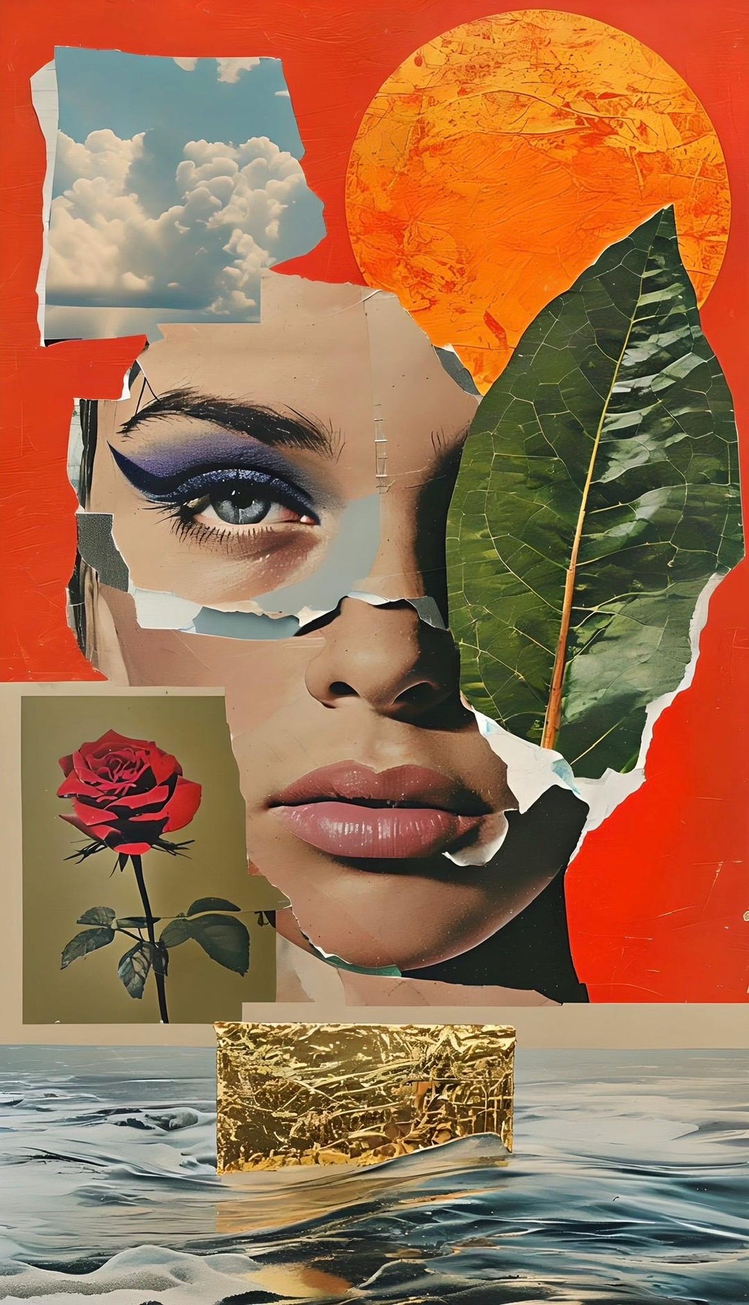 Printable Bold Feminine Collage Poster – Surreal Portrait Wall Art ...