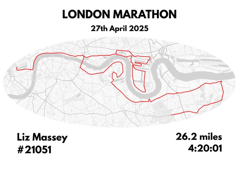 London Marathon Map Gift Poster for Finisher Race Map Personalized ...