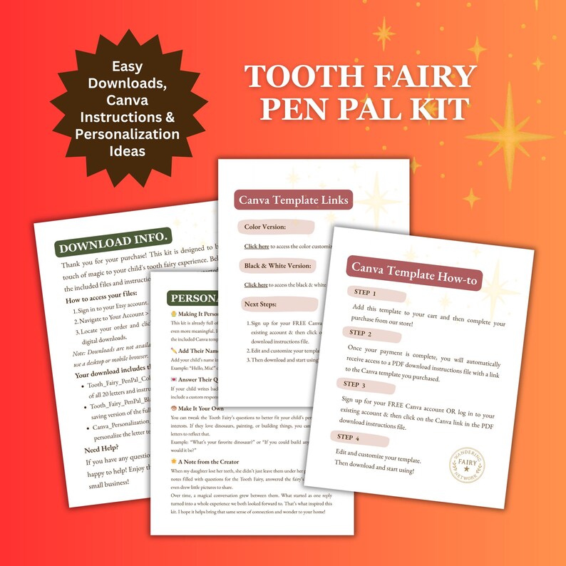 Tooth Fairy Letter – Ready to Use Download – Customizable Letter ...