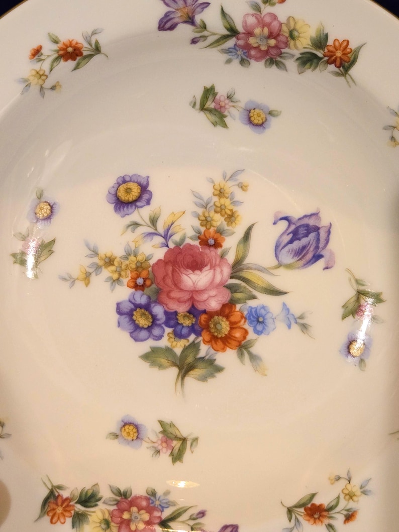 Vintage Aladdin Fine China Soup Bowls - Set of 4, Dresden Floral Gold ...