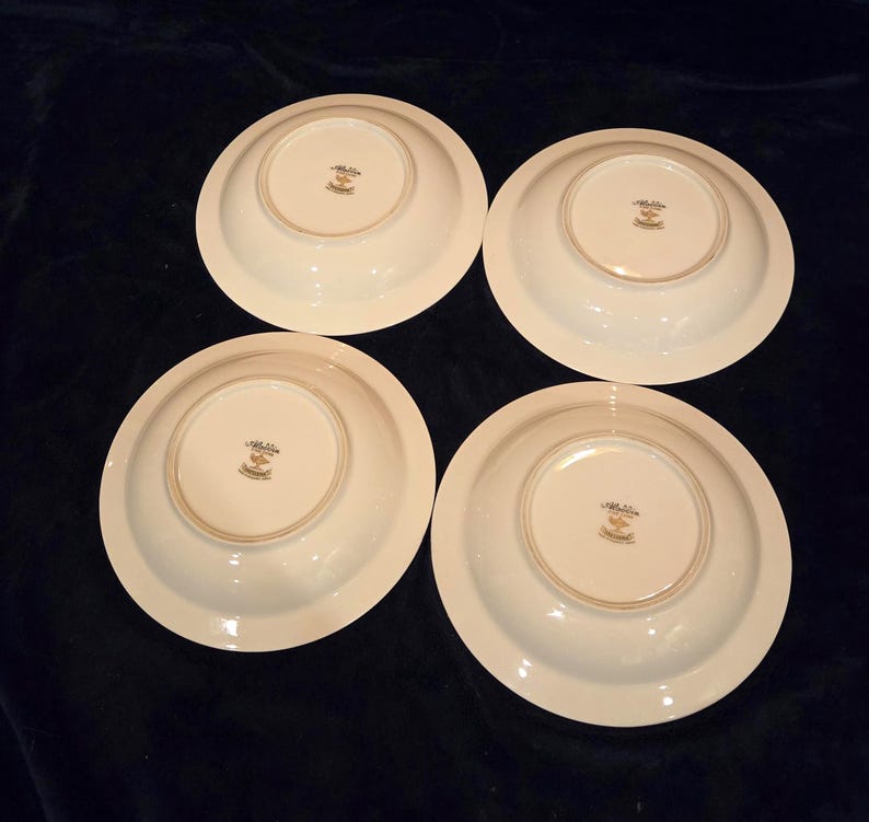 Vintage Aladdin Fine China Soup Bowls - Set of 4, Dresden Floral Gold ...