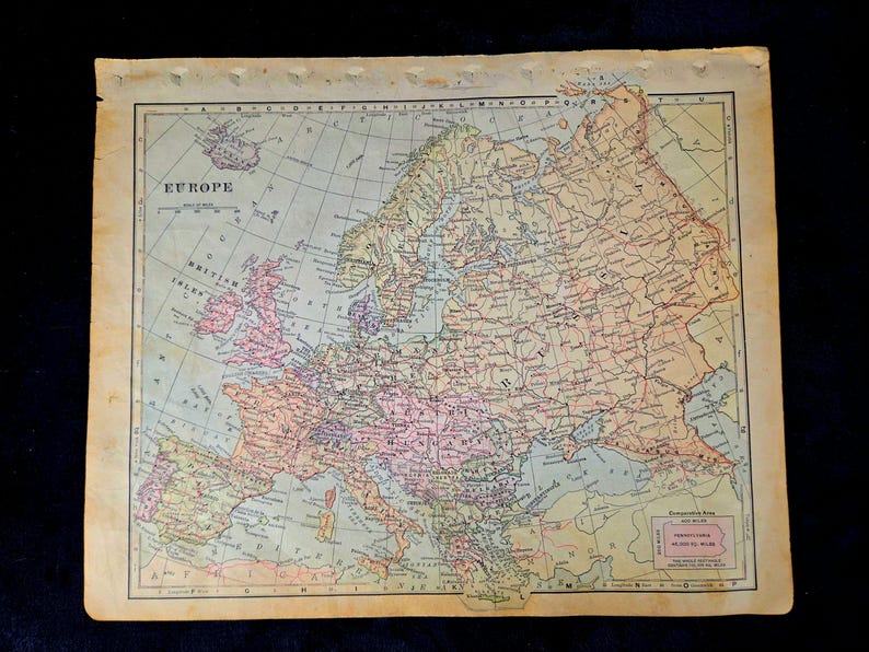 Antique Europe Map Print – Early 1900s Atlas Page, Pre-wwi Borders - Etsy