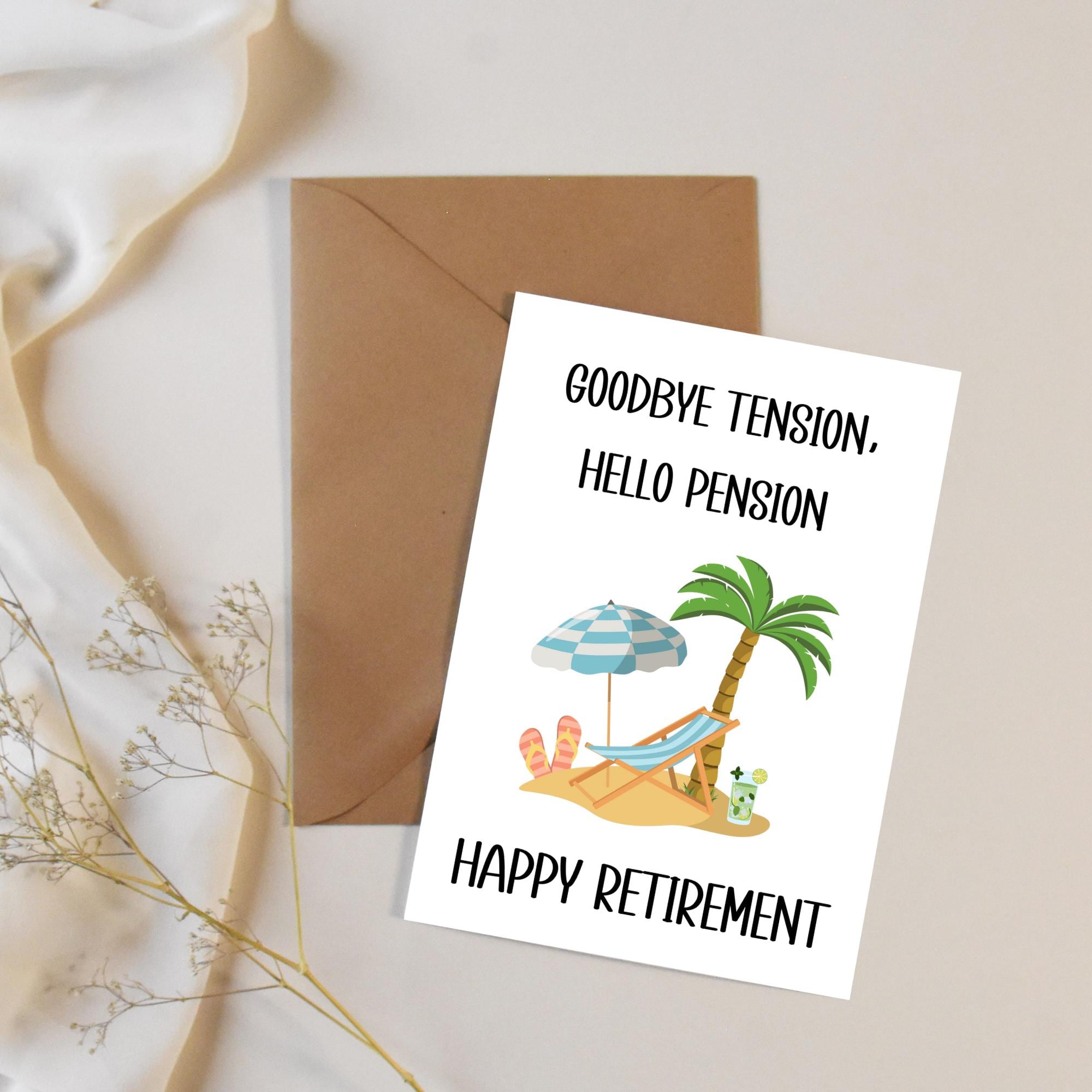 Funny Retirement Card, Cute Beach Retirement Card for Boss or Coworker ...
