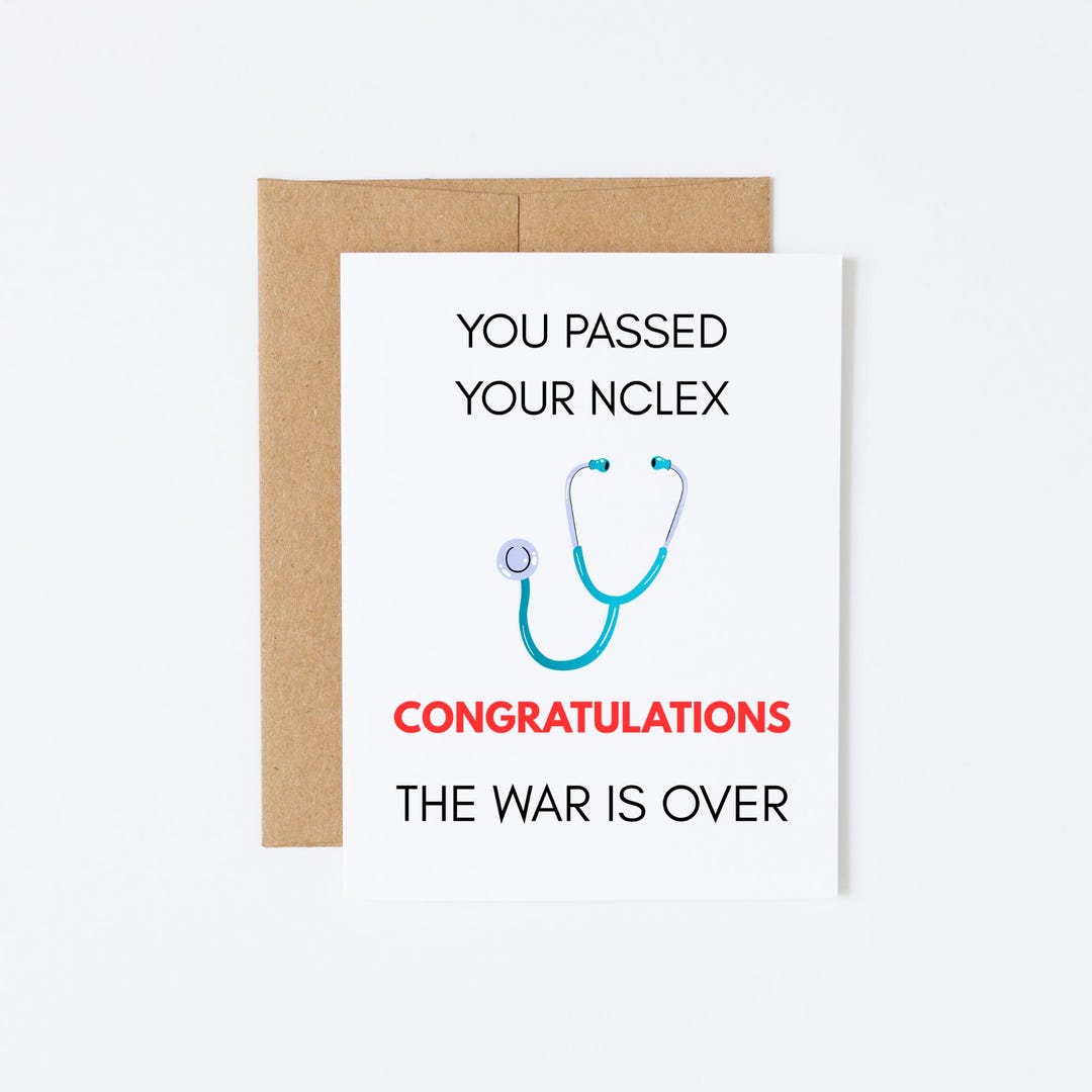 Passing NCLEX Gift, Nurse Graduation Card, Surviving Nursing School ...